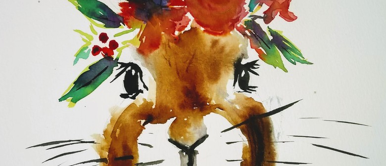 Hamilton Watercolour and Wine Night - Floral Bunny - Hamilton - Eventfinda
