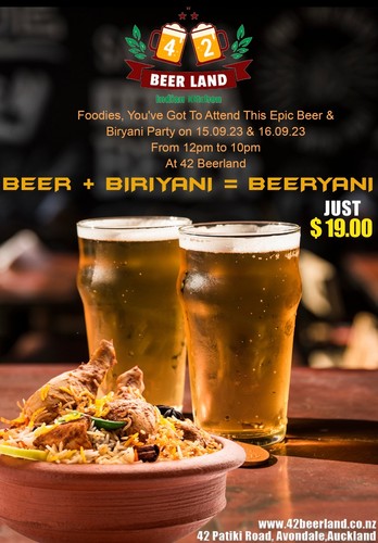 Beer + Biryani = Beeryani - Auckland - Eventfinda